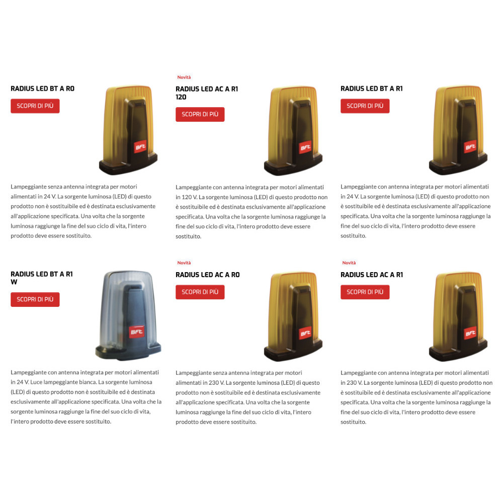 Flashing Light for Automatic Gate BFT RADIUS LED